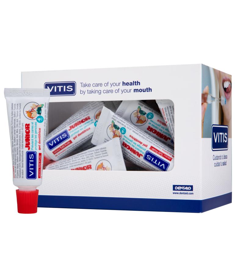 Samples VITIS Junior Tandgel, doos met 20 samples | Dentaid